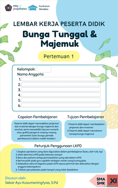 [Part 2] LKPD 1 Bunga Majemuk. Lembar kerja interaktif | TopWorksheets