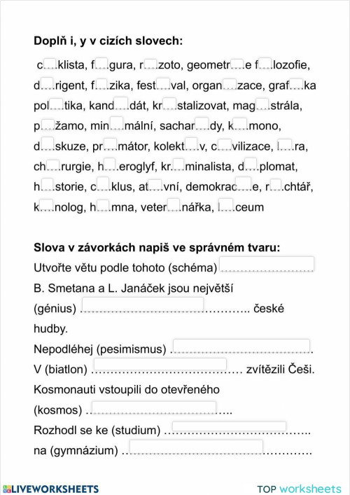 Cizí slova 8.. Interaktivní pracovní list | TopWorksheets