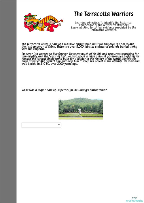 The Terracotta Warriors. Interactive worksheet | TopWorksheets