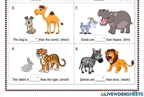 comparing animals. Interactive worksheet | TopWorksheets