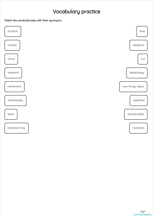 Vocabulary practice. Interactive worksheet | TopWorksheets
