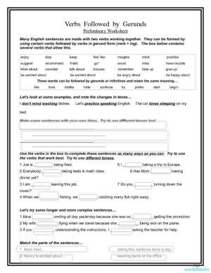 verbs + gerund. Interactive worksheet | TopWorksheets