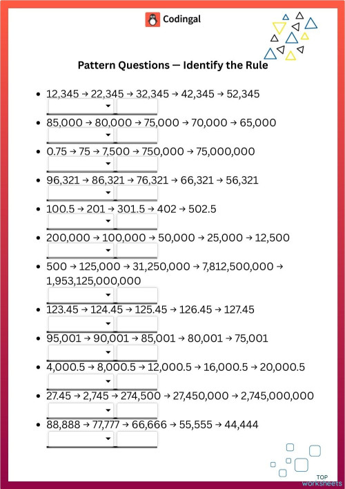 M_G05M11L27_WE02_Introduction_to_Numerical_Patterns_6. Interactive worksheet | TopWorksheets