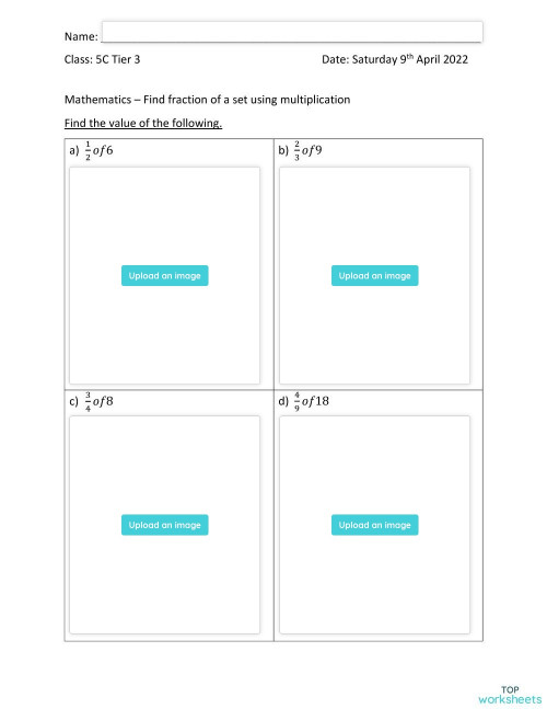 fraction of a set using multiplication. Interactive worksheet ...