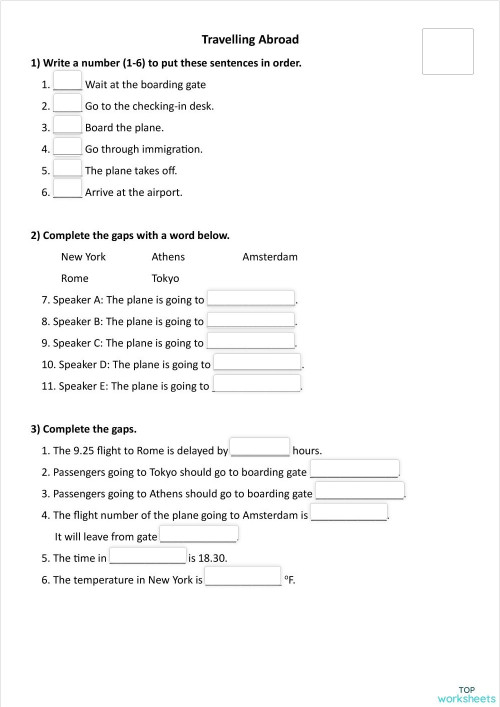 Travelling Aboard. Interactive worksheet | TopWorksheets