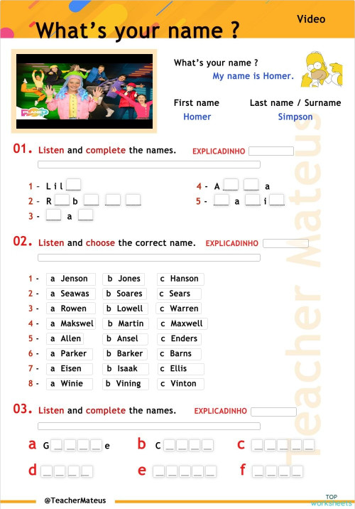 005 - Alphabet - 05 - What's your name ? - Listening - TM0005 ( copied ). Interactive worksheet ...