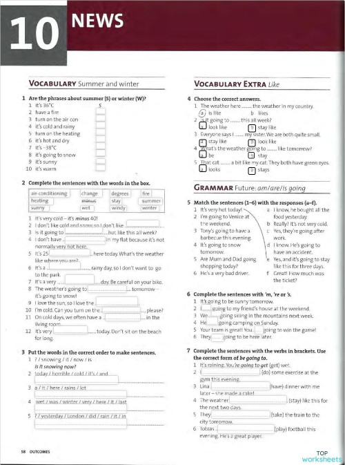 unit 10 outcomes beginner. Interactive worksheet | TopWorksheets