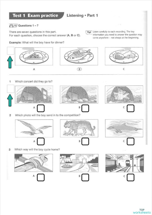 Listening 1 - PET for schools trainer test 1. Interactive worksheet ...