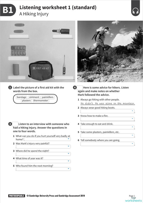 Listening worksheet 1. Interactive worksheet | TopWorksheets