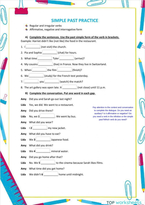 Simple Past Practice. Interactive worksheet | TopWorksheets