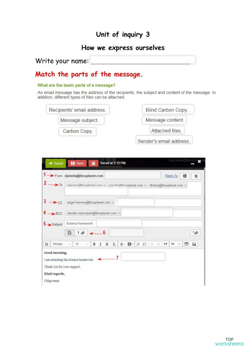 How email works?. Interactive worksheet | TopWorksheets