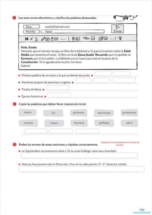 Uso de mayúsculas. Ficha interactiva | TopWorksheets