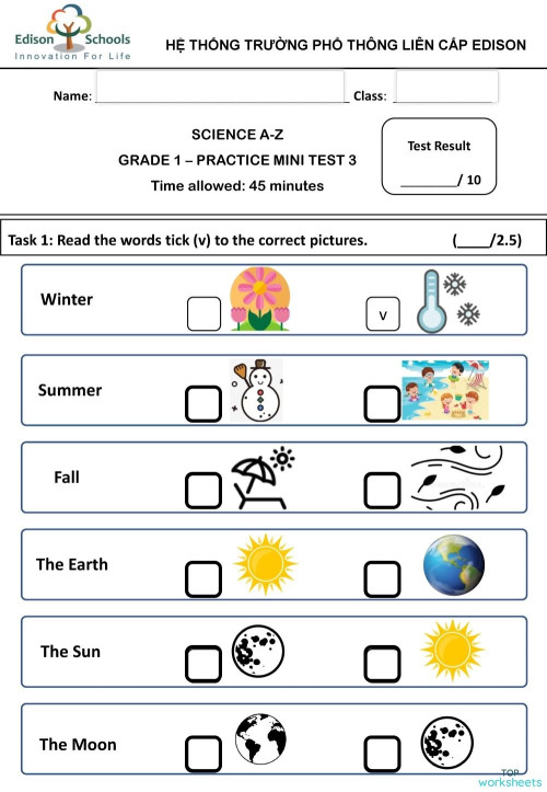 S1_Practice Mini Test 3. Interactive worksheet | TopWorksheets