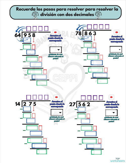 Divisiones 2 cifras actividad 2. Ficha interactiva | TopWorksheets