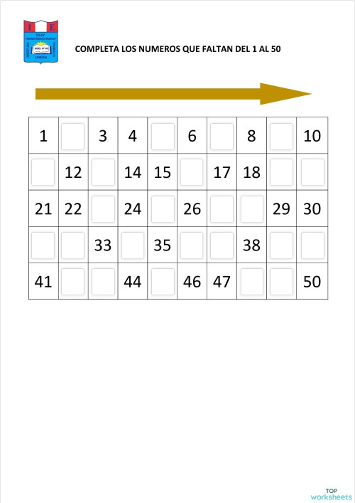 Completa numeros. Ficha interactiva | TopWorksheets