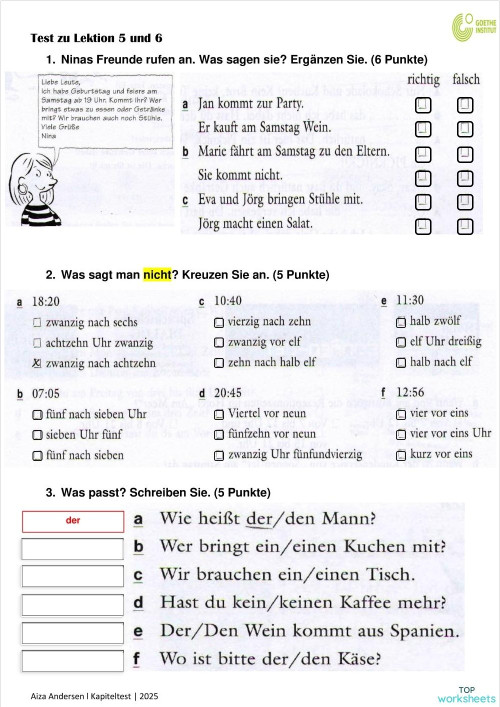 A1.1 - L5 ein - eine - kein - keine. Interaktives Arbeitsblatt ...