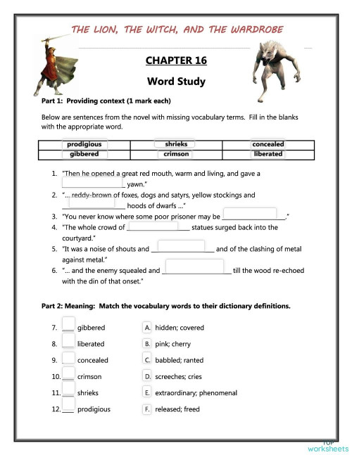 Chapter 16 Extra Activities. Interactive worksheet | TopWorksheets