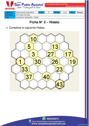 Ficha N° 2 - Hidato. Ficha interactiva | TopWorksheets