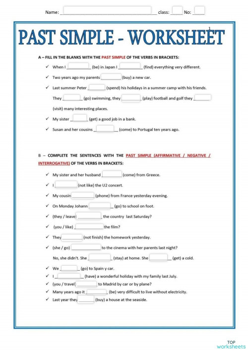 Past simple. Interactive worksheet | TopWorksheets