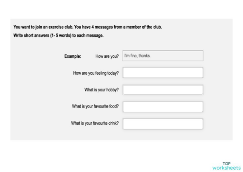 choosing short answers. Interactive worksheet | TopWorksheets