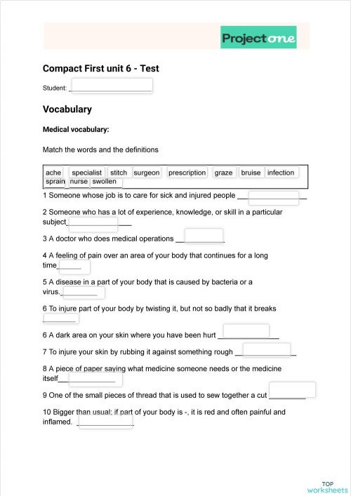 Compact First Unit 6 test. Interactive worksheet | TopWorksheets