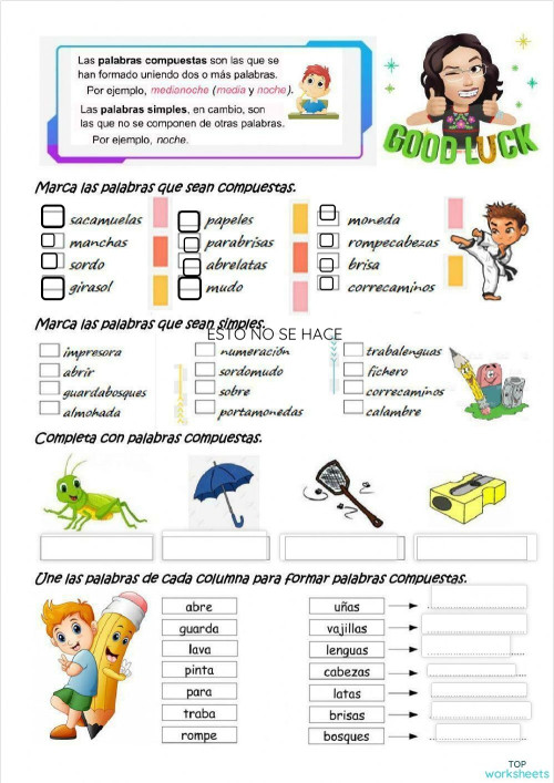 Palabras compuestas: fichas interactivas y ejercicios online ...