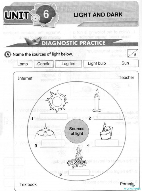 EXERCISE UNIT 6: LIGHT AND DARK. Interactive worksheet | TopWorksheets