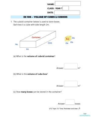 Volume of cuboid and cube. Interactive worksheet | TopWorksheets