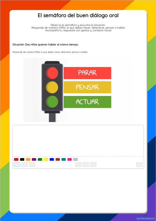 El semáforo del buen diálogo oral. Ficha interactiva | TopWorksheets