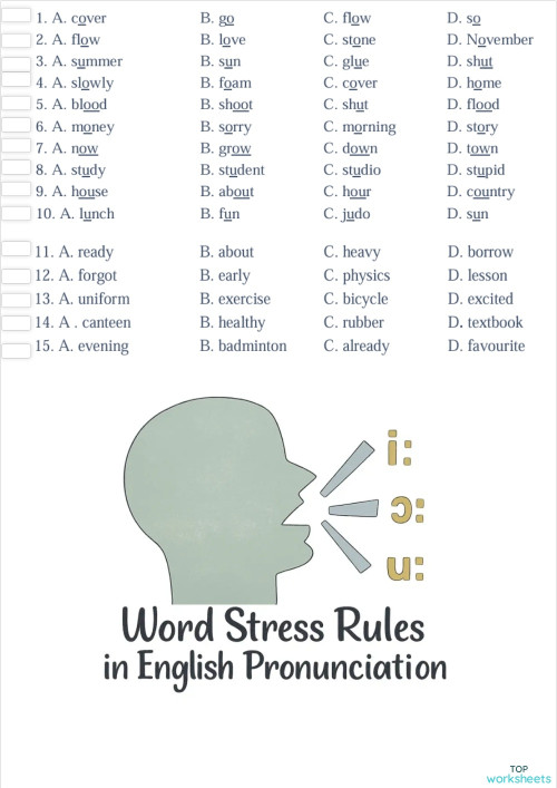 UNIT 1.1. STRESS-PRONUN. Interactive worksheet | TopWorksheets