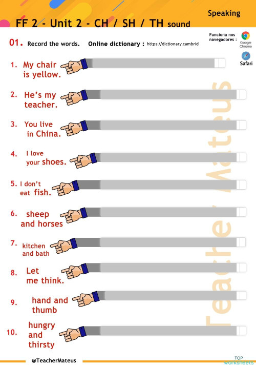 FF 2 - Unit 02 - Test 5 - Speaking. Interactive worksheet | TopWorksheets
