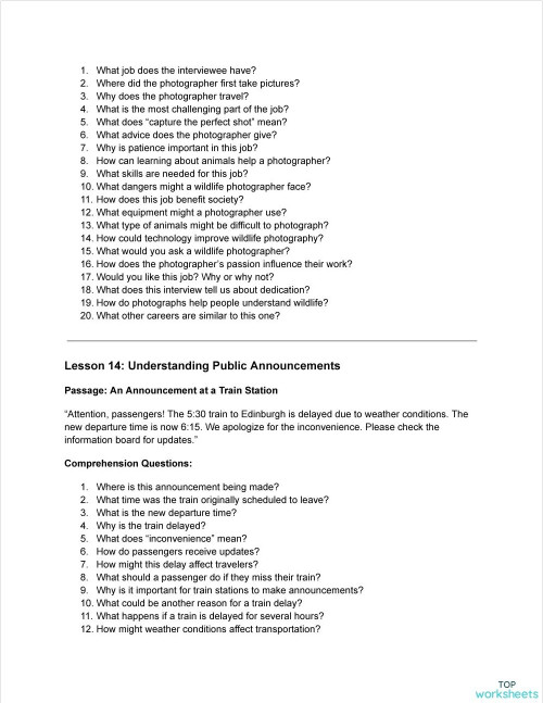 Reading comprehension B1. Interactive worksheet | TopWorksheets