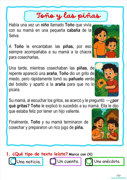 COMPRENSIÓN LECTORA. Ficha interactiva | TopWorksheets