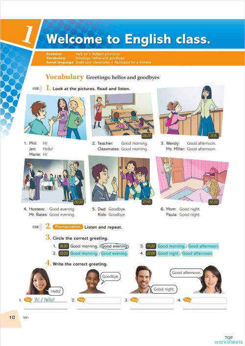 Vcabulary greetings. Interactive worksheet | TopWorksheets