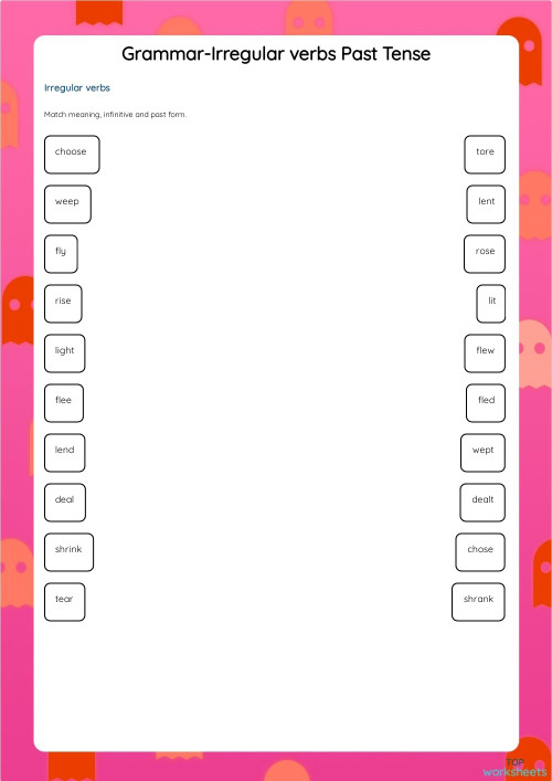 Grammar-Irregular Verbs Past Tense. Interactive worksheet | TopWorksheets