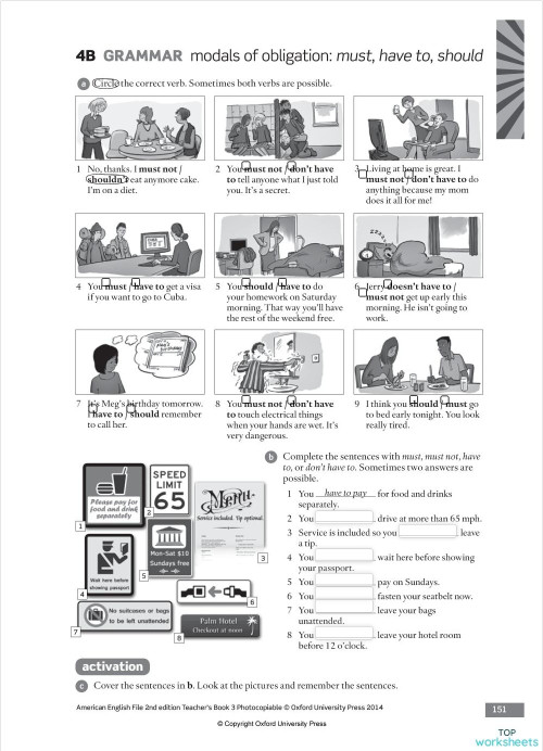 AEF 3 4B Grammar modals of obligation: must, have to, should ...