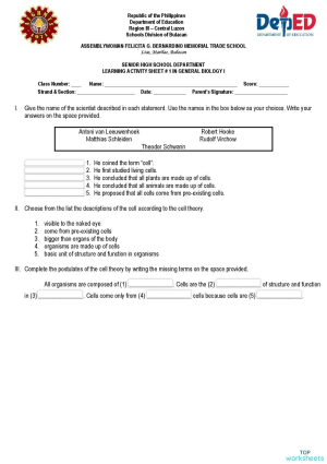 Module 1: Cell Theory. Interactive worksheet | TopWorksheets