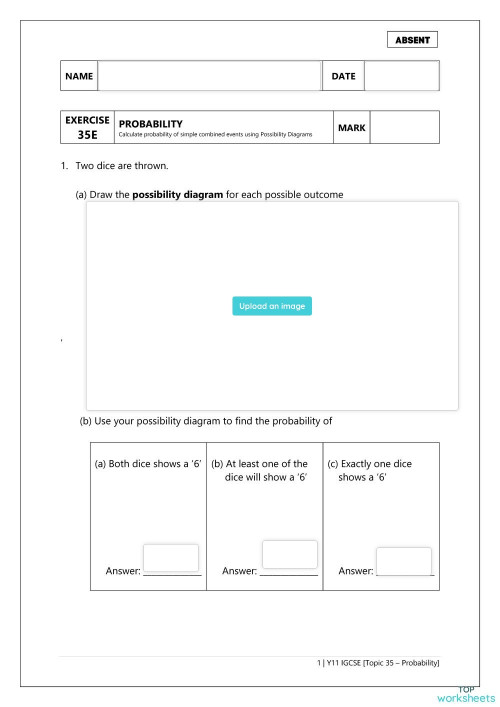 Probability of Combined Events using Possibility Diagram. Interactive ...