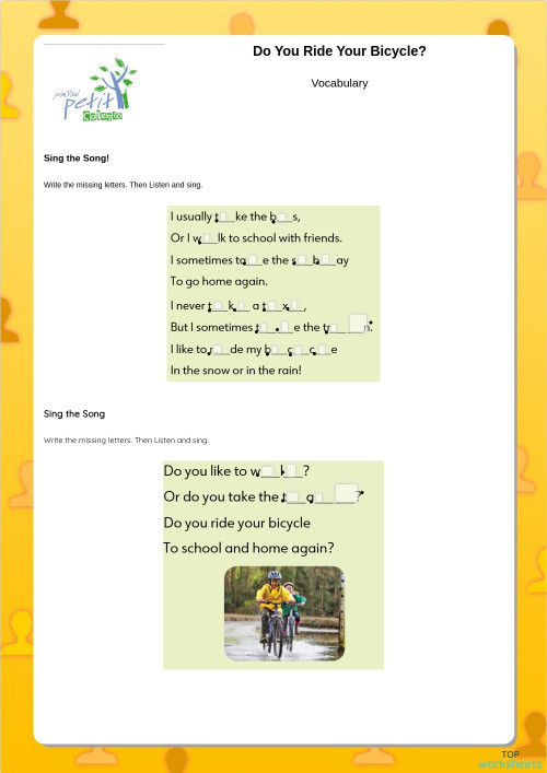 Do You Ride Your Bicycle?. Interactive worksheet | TopWorksheets