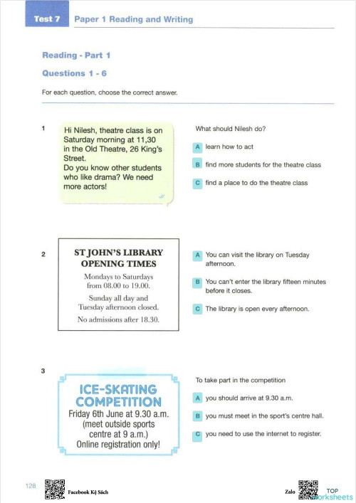 Ready A2Key - Test 8 - Writing. Interactive worksheet | TopWorksheets
