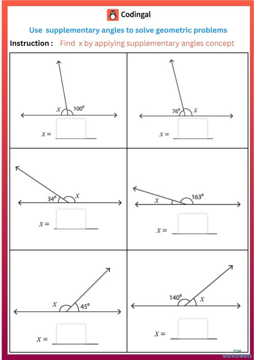 M_G06M09L43_WA02_Complementary_and_Supplementary_Angles_4. Interactive worksheet | TopWorksheets