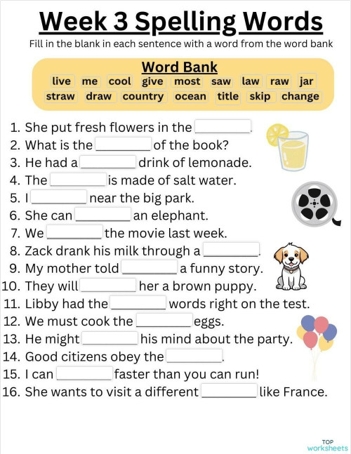 Spelling Words 3.3. Interactive worksheet | TopWorksheets