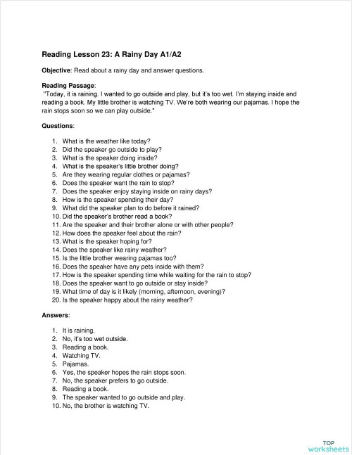 A rainy day. Interactive worksheet | TopWorksheets