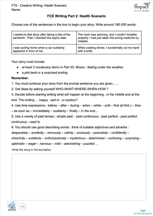 FT8 FCE Writing Part 2 Homework. Interactive worksheet | TopWorksheets