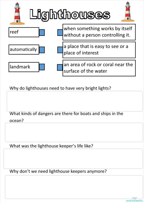 Lesson 41 Lighthouses. Interactive worksheet | TopWorksheets
