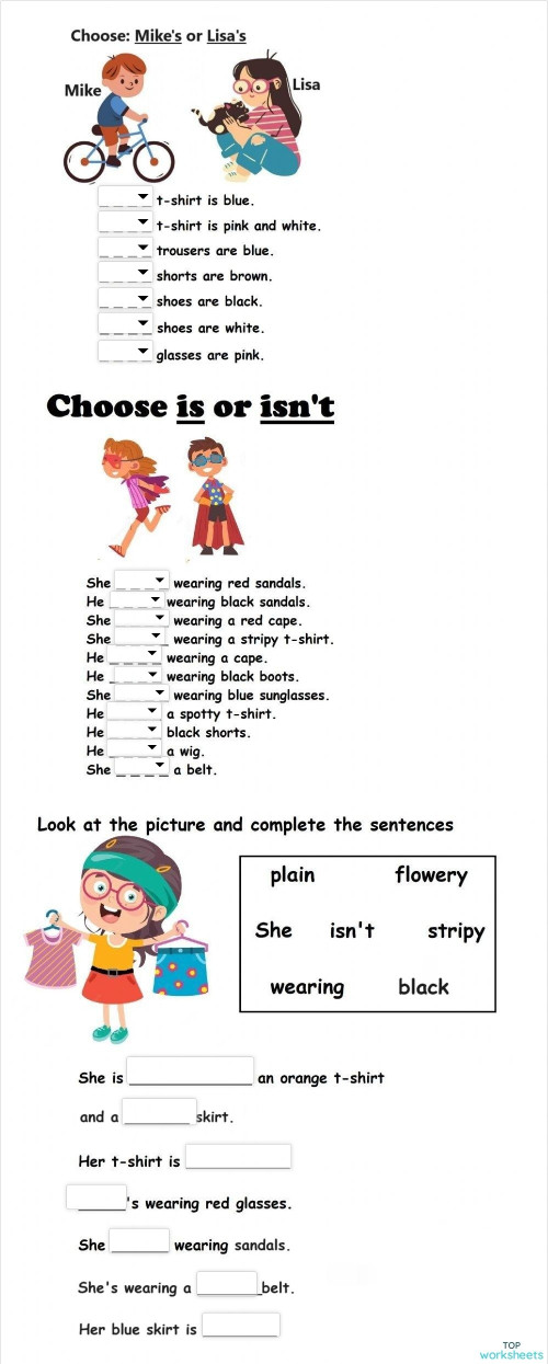 EN3_U3_is_isn't_Mike's_Lisa's. Interactive worksheet | TopWorksheets