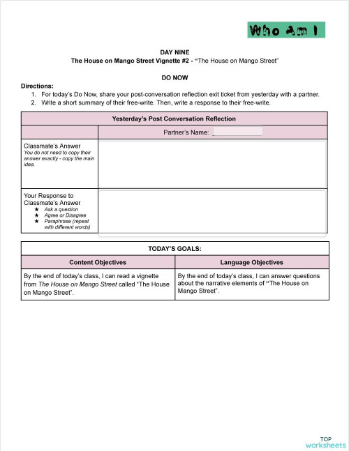 ESL 2 Unit 1 Day 9. Interactive worksheet | TopWorksheets