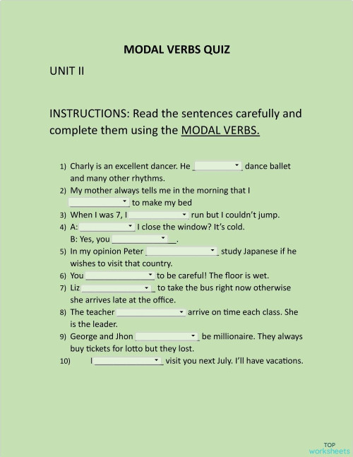 Modal.verbs_quiz1. Interactive worksheet | TopWorksheets