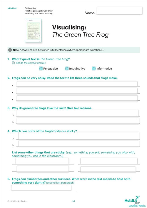 The Green Tree Frog. Interactive worksheet | TopWorksheets