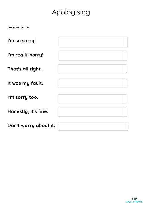 Aplogising - Speaking. Interactive worksheet | TopWorksheets